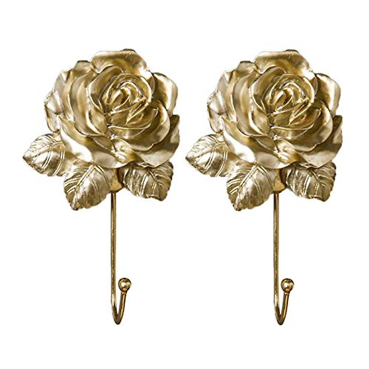 Rose Wall Hooks Coat Rack Hat Hooks Wall Mounted Cute Wall Decor- Decorative Hook 2 Pcs for Hanging Bathroom Kitchen Room Towels Keys Coats Hats Bags