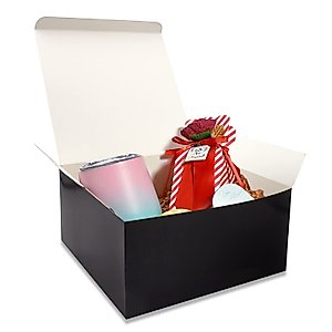 opaprain 8x8x4 inch 10 pack small black gift box with lid, easy to assemble, used for Christmas gift, bridesmaid proposal box, wedding and birthday party gift box.