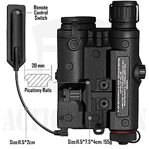ACTIONUNION Airsoft PEQ-15 IR Laser + Visible Red Laser + White LED Flashlight (Black)