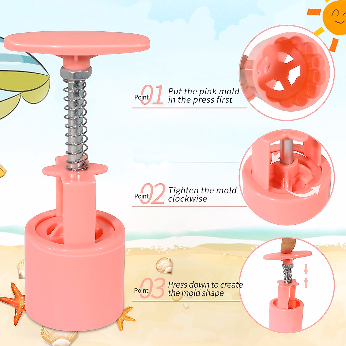 4 Color Magic Sand Set Beach Toys - HOVOCEL Kids' Sand Art Kits， Molds and Tray for Girls and Boys - Ideas for Children Activities Age 6+