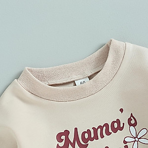 Newborn Baby Girl Clothes Long Sleeve Letter Print Sweatshirt Romper Oversized Bubble Onesie Fall Winter Clothes (B-Apricot, 0-6 Months)