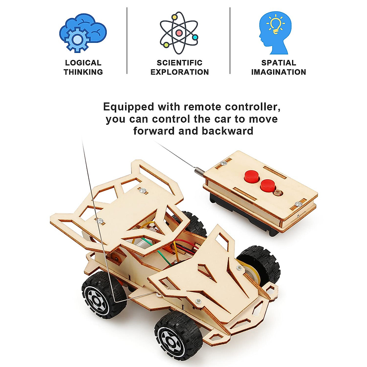2 in 1 STEM Model Car Kits, 3D Wooden Puzzles, Education Science Experiment Kits, DIY Remote Control STEM Projects Building Toys, Gifts for 8, 9, 10,11,12 Year Old Boys and Girls