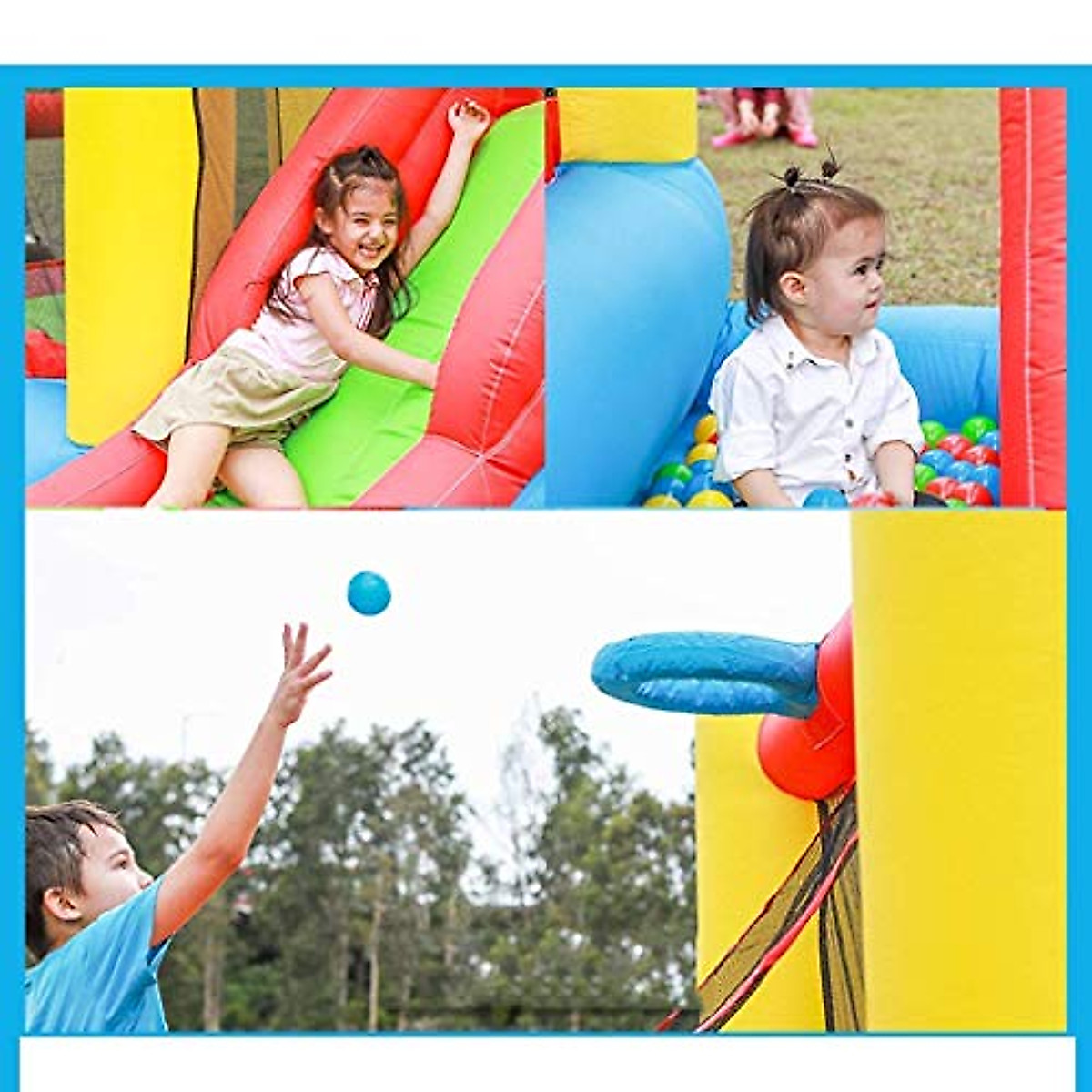Children's Inflatable Castle Home Trampoline Children Playground Toys Basketball Slide Toy Outdoor Square Large Amusement Park Castle Toys