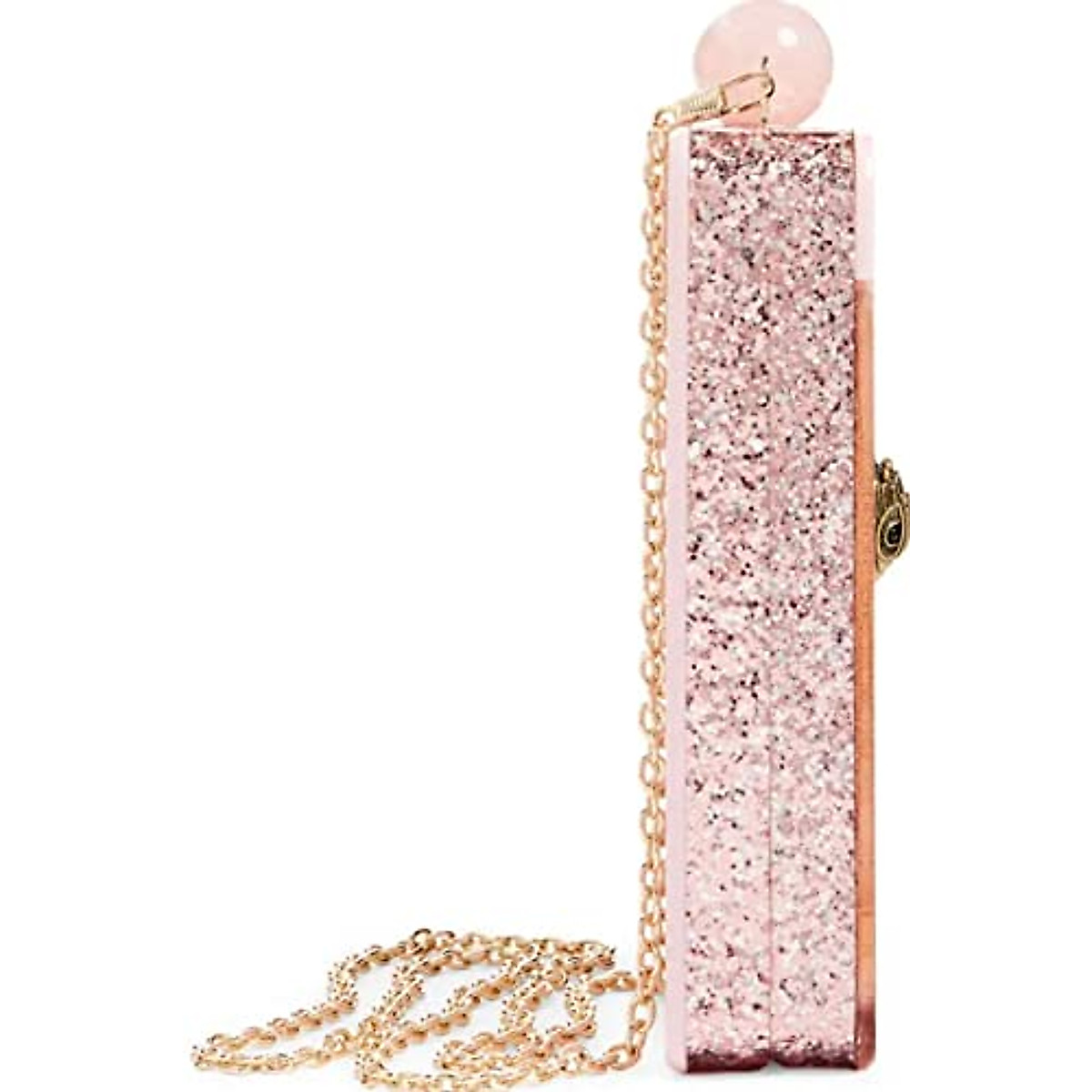 Kurt Geiger Women's Perfume Clutch Kiss Lock Pink Glitter Acrylic Shoulder Bag