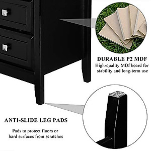 Bonnlo Upgraded Black Nightstand with Drawers, Night Stands for Bedrooms Set of 2, Modern Bed Side Table/Night Stand with Metal Knobs for Small Spaces, College Dorm, Kids’ Room, Living Room, 24H