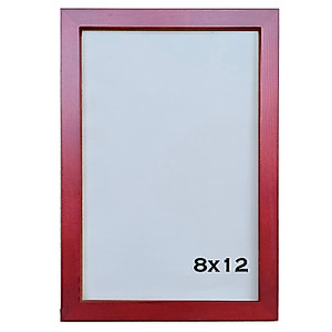 ZXT-parts 8x12 Picture Frame Red. Solid Wood, 2 Acrylic Panels (not Glass), 1 Piece of Copper Paper (Black and White), can Display Works of Art, Photos, etc. Wall hanging.1 Pack.