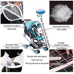 Baby Stroller Rain Cover Weather Shield Accessories Universal Size Protect from Rain Wind Snow Dust Insects Water Proof Ventilate Clear Food Grade Materia EVA Plastic Zipper Black White (black, small)