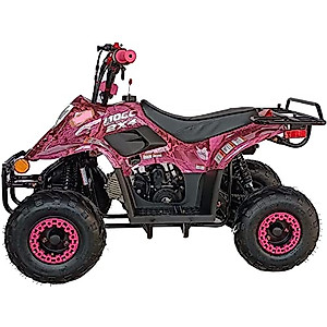 HHH ATV 110cc ATV Quads Youth ATV Gas ATVs Fully Automatic 4 Wheeler for Kids ATV 4 Wheeler Boulder 110B1 (Pink Color)