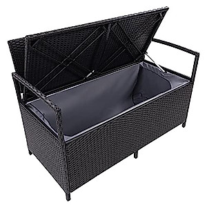 CorLiving Parksville Patio Black Wicker/Rattan Storage Bench