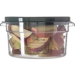 Carlisle FoodService Products Storplus Round Food Storage Container with Stackable Design for Catering, Buffets, Restaurants, Polycarbonate (Pc), 2 Quart, Clear