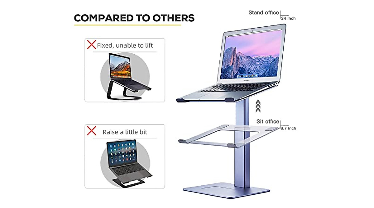 Tall Adjustable Laptop Stand | Sit/Stand & Eye-Level Camera