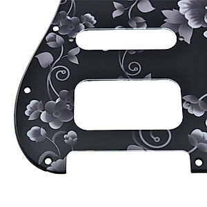 Dopro 11-Hole Strat HSS Guitar Pickguard 2-Screw Humbucking Pickup Mount for American FD Stratocaster Flower Pattern