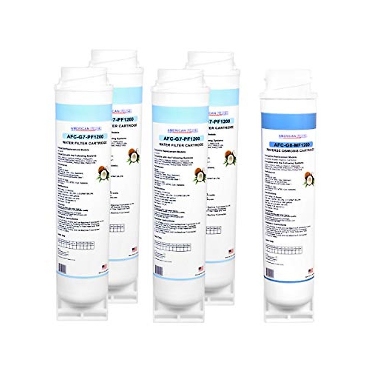 4 Pack AFC Brand, water filter, Compatible with GE (R) FQROPF & 1-FQROMF Reverse Osmosis Membrane Filters