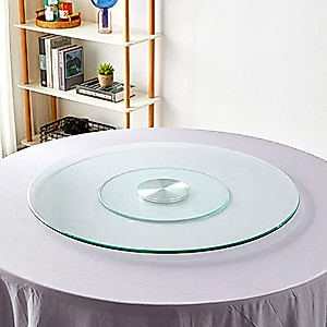 50-120cm Rotating Tray Large Lazy Susan Turntable Silent Serving Plate, Round Tempered Glass Turntable Swivel Tray, 8MM Thick 24" 36" 40" Anti-tilt Spinning Tray Dining Table Centerpiece