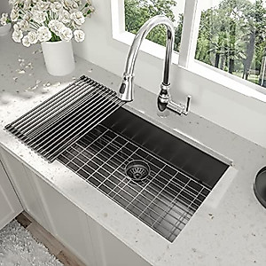32 Inch Black Undermount Kitchen Sink - Beslend 32"x19"x10" Stainless Steel Gunmetal Black 16 Gauge 10 Inch Deep Single Bowl Basin
