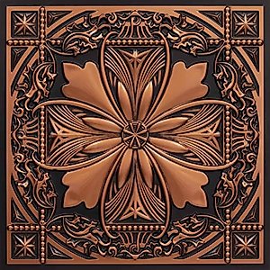 From Plain To Beautiful In Hours 337ac-24x24-25 Helena PVC 2' x 2' Lay-in or Glue-up Ceiling Tile (Covers / 100 sq.ft), Antique Copper, 25