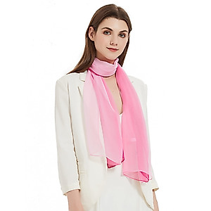 PANTONIGHT Oblong Pink Ombre Chiffon Scarf Pink Gradient Lightweight Scarf for Women 701