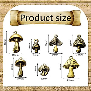 Huquary 140 Pcs Mushrooms Charms Bulk Alloy Mushroom Charms Pendants Antique Style Plant Small Cute Jewelry Findings for DIY Necklace Earrings Bracelet Making Craft Supplies(Bronze)