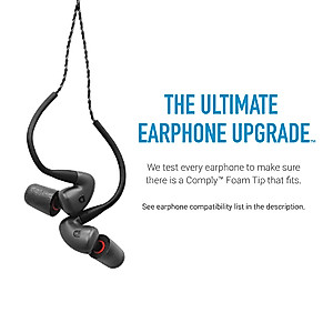 Comply Professional Noise Isolating Earphone Tips for NuForce, ISOtunes PRO, Q-Jays, Etymotic Research, Westone, Shure & More P-Series Memory Foam Replacement Earbud Tips (Medium, 3-pairs)