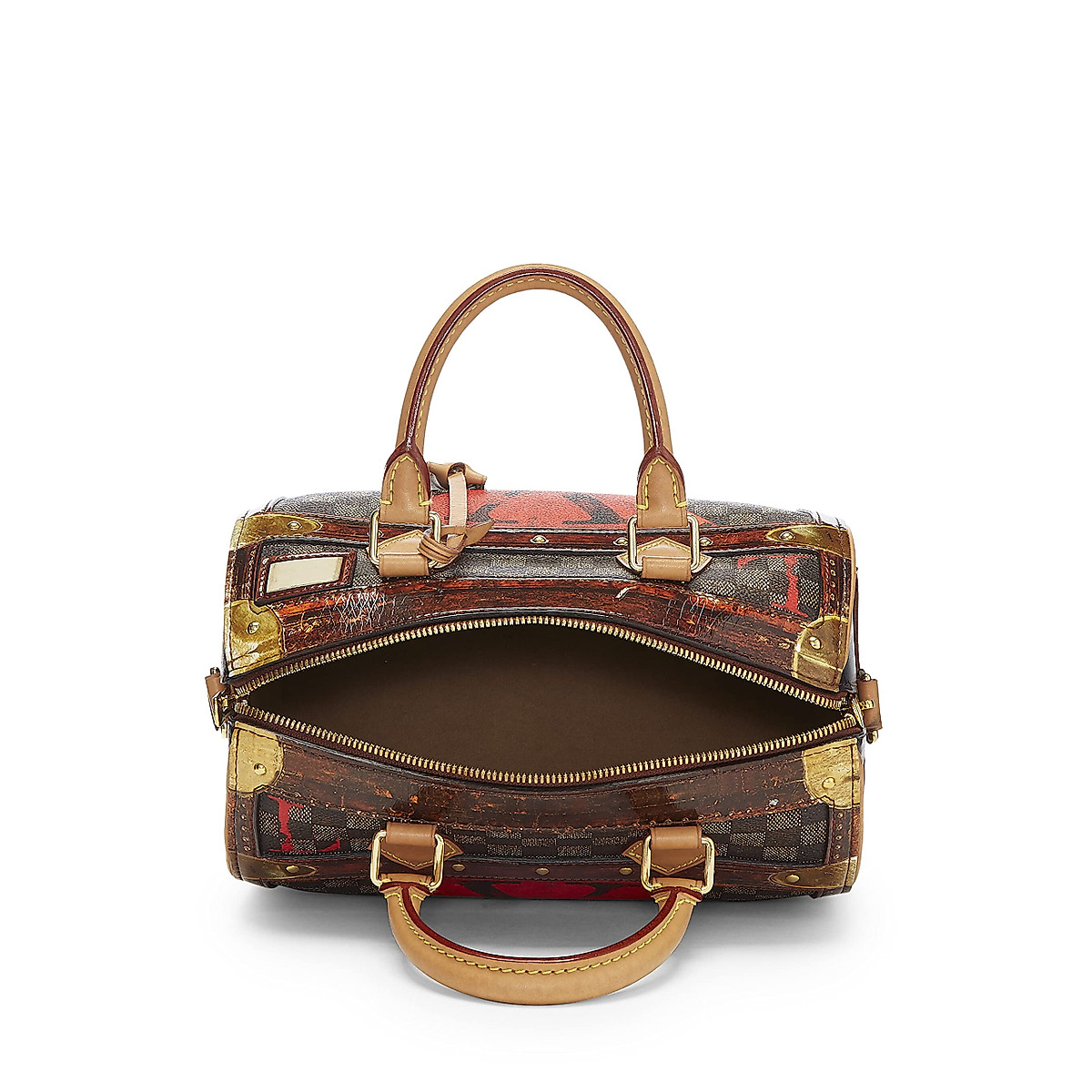 Louis Vuitton, Pre-Loved Damier Ebene Time Trunk Speedy Bandouliére 25, Brown