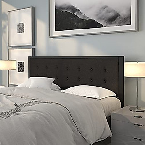 Flash Furniture Bristol Metal Tufted Upholstered King Size Headboard in Black Fabric