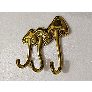 Brass Mushroom Wall Mount Hook Sculpture Unique A Excellent Item for Home | Office | Restaurant Decorations by Indiaart12