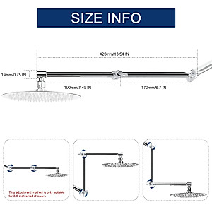 NearMoon Adjustable Shower Arm, Shower Extension Arm Universal Connection, Rise or Lower Shower Head, Adjust Height/Angle to Upgrade Shower Experience, Anti-Leak, 16 Inch (Chrome)