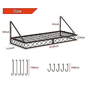 Skycarper Pot and Pan Rack Hanging Wall Mounted Organizer Multipurpose Holder with 10 Hooks, Bronze