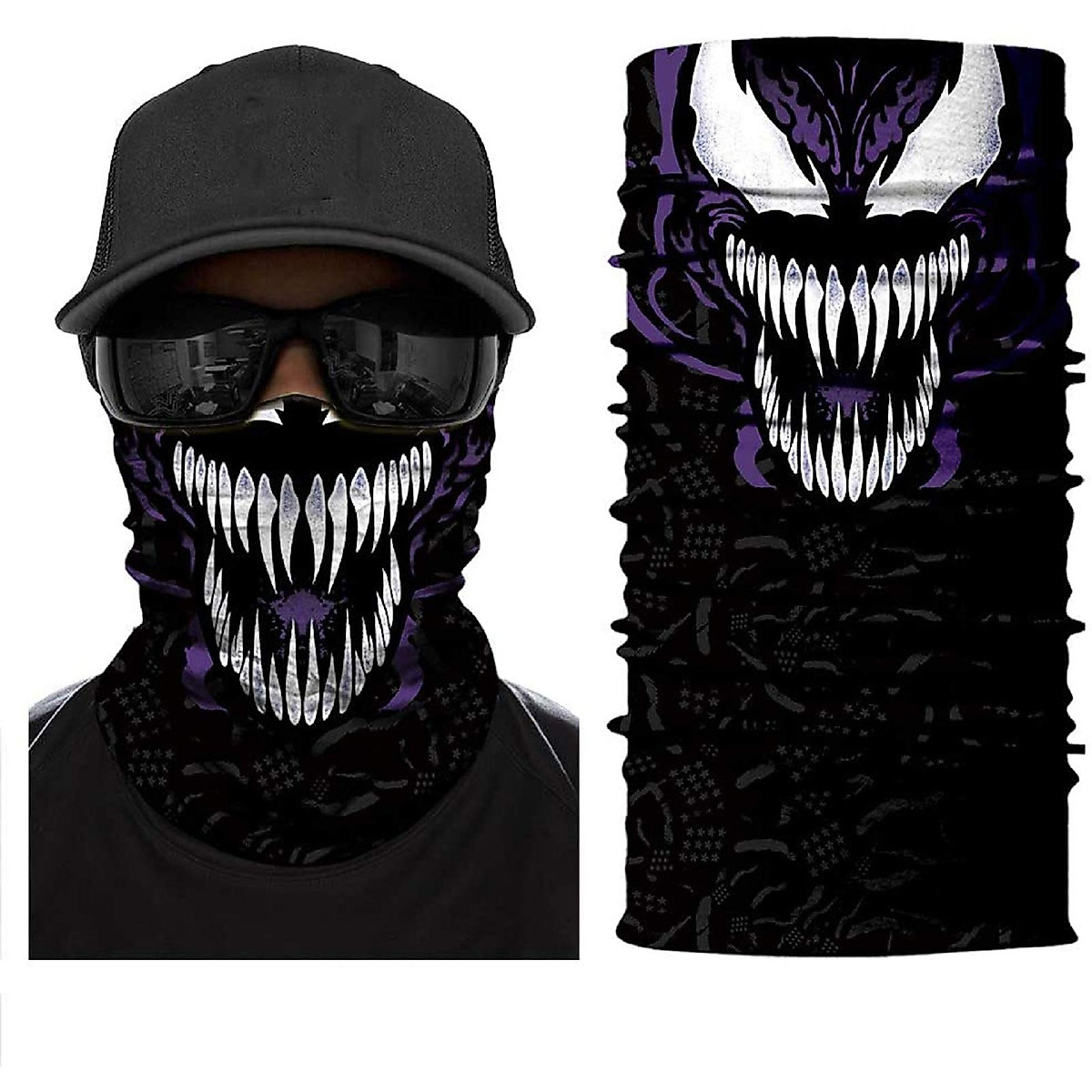4PCS 3D Venom Face Scarf, Neck Gaiter, Headwear, Magic Scarf, Balaclava, Bandana, Headband for Women Men Teenager Fishing, Hunting, Yard Work, Motorcycling,Skiing,Hiking