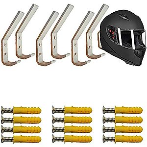 AUXPhome 6Set Motorcycle Helmet Holder Hook, Wall Mounted Equestrian Helmet Storage Rack Hanger, Motorbike Cloth Wall Display Rack, Football Helmet Display Stand, Baseball Batting Helmet Rack