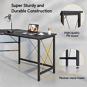 Mr IRONSTONE L Shaped Desk, 59" Computer Gaming Desk, Corner Desk for Home Office Desks, Easy to Assemble & Space-Saving Workstation Desk - Black