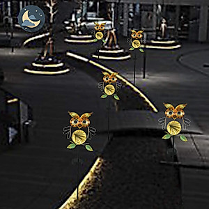 KUBILIGHT Garden Solar Lights Owl Decor - Decorative Solar Stakes Lights, Waterproof Outdoor Owl Tunnel Lighting for Outside Lawn Patio Yard Decorations