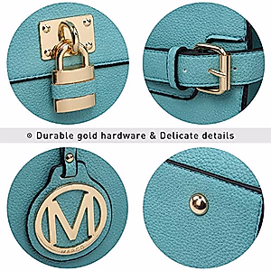 MKP Women Fashion Satchel Handbags and Purses Ladies Top Handle Tote Work Shoulder Bags with Matching Wristlet Wallet (Light Blue)