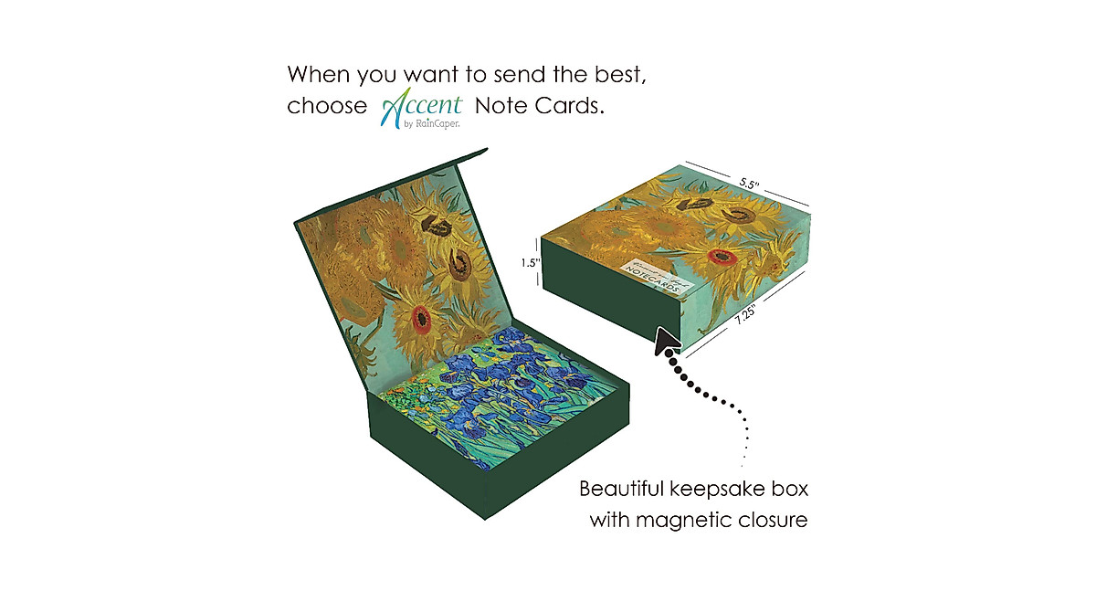 RainCaper van Gogh Greeting Note Cards - Gift Set of 16