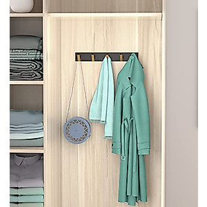 HOMHII Aluminum Folding Coat Hook Wall Mounted 5-Hook,Withstands 50 lbs Coat Hooks for Purse Clothing Entrance Jacket