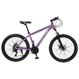 26'' Mountain Bike, 21 Speed Outdoor Snow Beach Bike, Full Suspension Adult Hybrid MTB Racing Bikes for Women Men, Comfort Complete Cruiser Bicycle, Lightweight City Commuter Road Cycling (K)