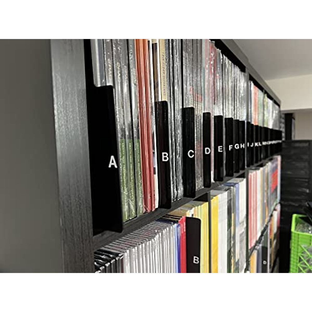 Acrylic [Do-it-Yourself] DIY Kit A to Z Piano Black High Gloss 2 mm Vertical Record Dividers [12-inch Tabbed 12in. Album Organizers A-Z Alphabetical Cards 33 RPM (15)