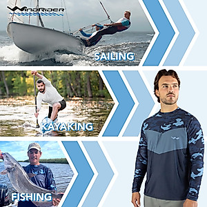 UPF50+ Long Sleeve Fishing Shirts for Men - Vented Sides, Light Weight, Wicking Grey Camo
