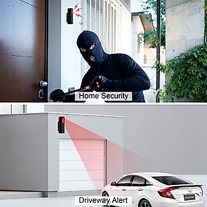 Wireless Motion Sensor Alarm with 62Tunes & 120dB 5 Level Adjustabl Volume, 600 ft Range Waterproof Motion Detector Entry Door Chime Business Doorbell Alert for Store/Home Entrance