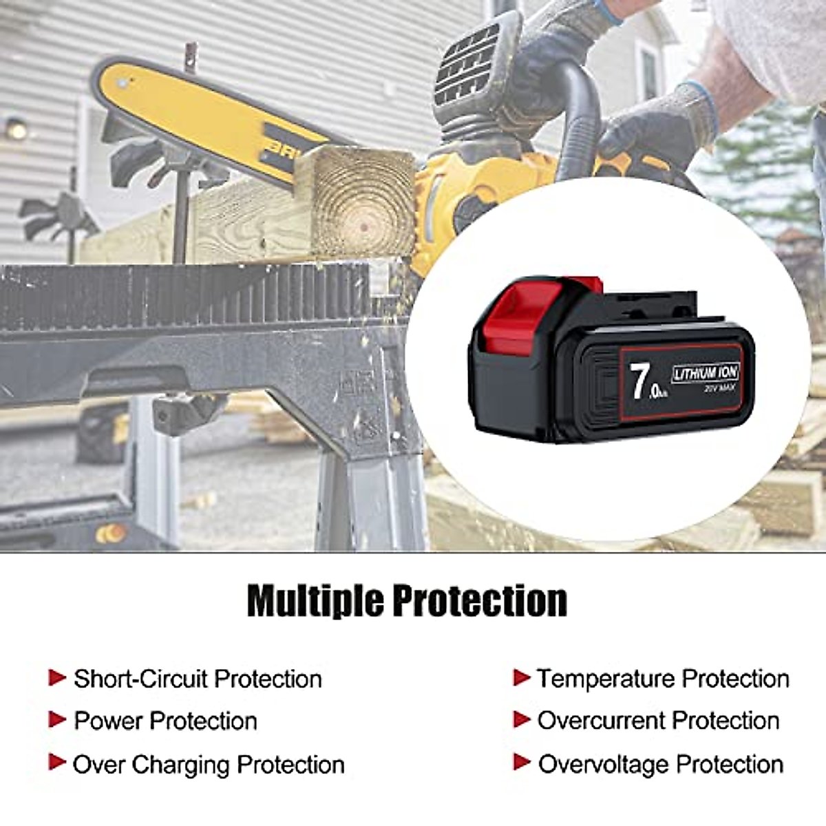 Bonacell 2Pack 20V 7.0Ah Lithium Battery Replacement for Dewalt 20 Volt Battery Max XR Cordless Tools DCB206 DCB200 DCB201 DCB204 DCB207 DCD/DCF/DCG Series