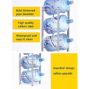 Whiidoom Multi-Tier 5 Gallon Water Bottle Rack Heavy Duty Collapsible Cooler Jug Storage Holder Shelf (4 Layer, Silver)