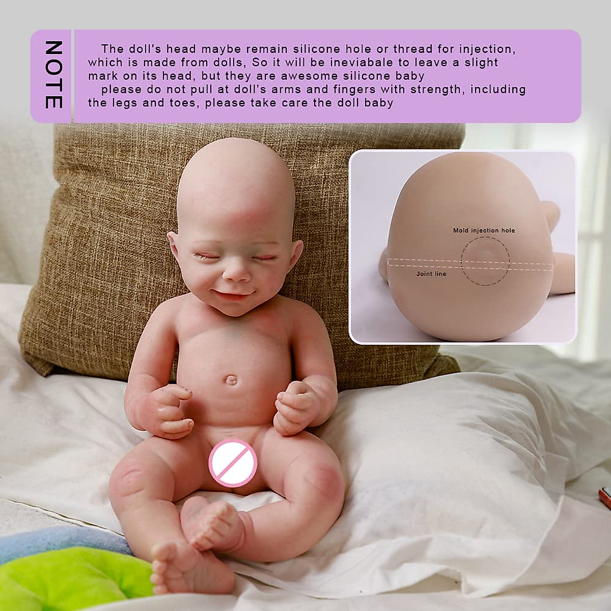 SERENDOLL 18.5 inch Realistic Full Silicone Baby Doll,Lifelike Reborn Baby Dolls, Toy, and Collectible Bald Girl (Girl)