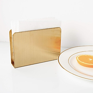 IMEEA Gold Napkin Holder Cocktail Napkin Holder Beverage Napkin Dispenser Stainless Steel Napkin Holder for Table