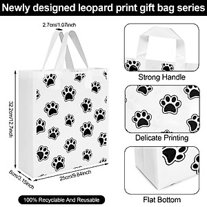 150 Pack Boutique Bags with Handles Plastic Merchandise Bags Small Christmas Reusable Shopping Gifts Bags 10 x 13 Inch (Leopard Pattern)