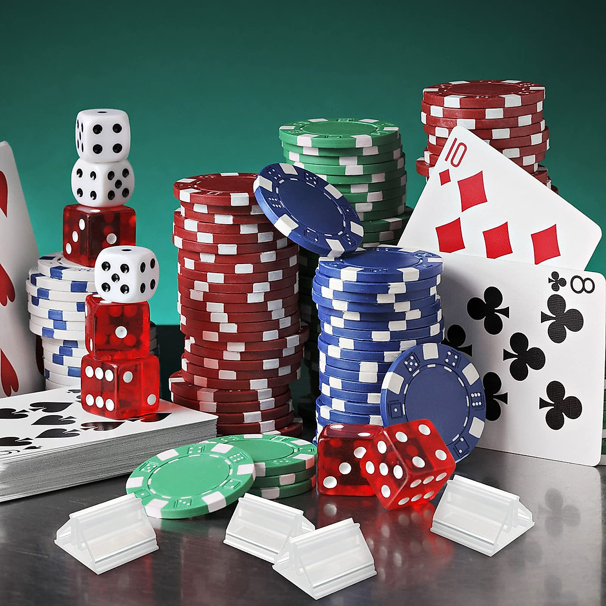 Maitys 24 Pcs Plastic Game Piece Stands Card Stands Plastic Card Holder Games Board Markers DIY Game Card Stands for Board Game Party(Transparent)