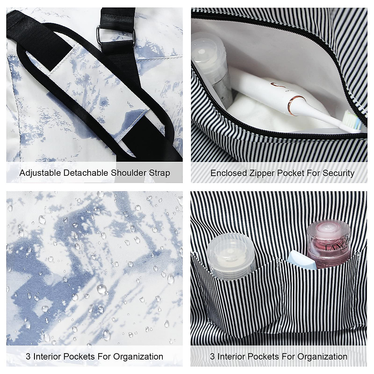 GGOV Duffle Bag for Travel Sports Gym Luggage Crossbody Tote bag with Shoe Compartment and Trolley Sleeve Carry on Duffel Bag for Women and Men Collapsible with Zipper，Multiple Pockets