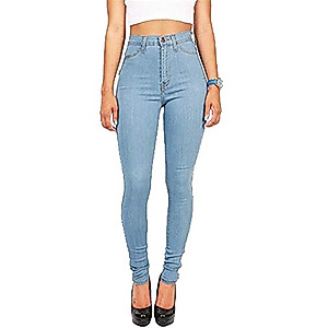 Andongnywell Super High Waisted Stretchy Skinny Jeans Denim Pants (Sky Blue,X-Small)