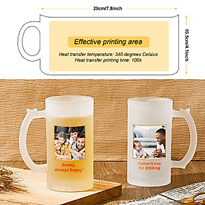 Mifoci 6 Pcs Beer Mugs for Sublimation 16 oz Glass Cups Can Add Photo Text or Images on Personalized Beer Glass for Husband Dad Men for Father's Day Oktoberfest Wedding Gift (Frosted)