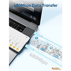 CableCreation USB C Charger Cable 6FT/60W, Soft Silicone USB C to USB C Cable, USB Type C to Type C Cable Fast Charging for Galaxy S22/S21, iPad Mini 6/Air 4, MacBook Pro/Air, Pixel, etc, Blue