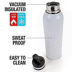 Dungeons & Dragons OFFICIAL D20 Pattern 24 oz Insulated Canteen Water Bottle, Leak Resistant, Vacuum Insulated Stainless Steel with Loop Cap